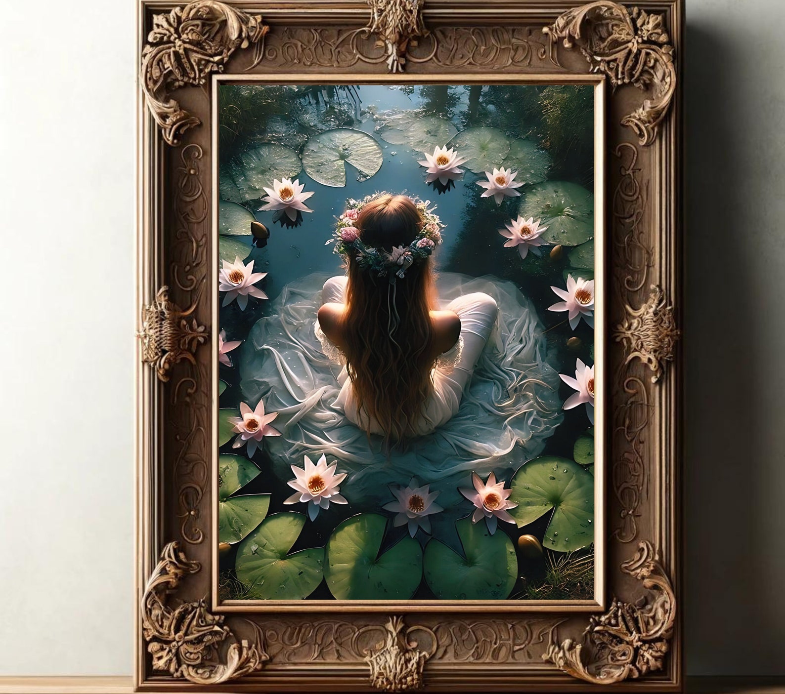 Woodland Nymph Art Print, Fantasy Nymph in Pond Decor, Enchanted Forest ...