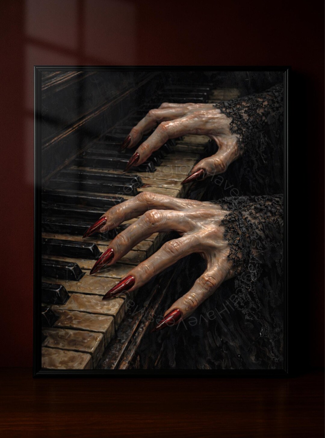 Vampire Piano Poster, Gothic Horror Decor, Dark Fantasy Wall Art ...