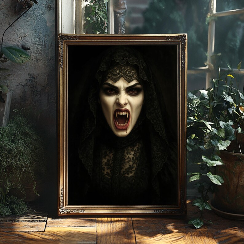 Vampire Wall Art, Gothic Horror Portrait, Dark Fantasy Print, Baroque ...