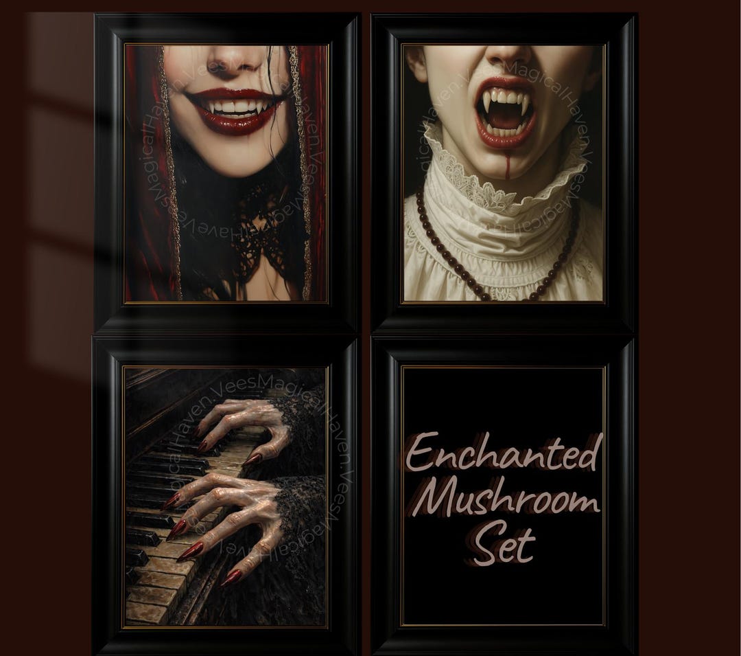 Gothic Vampire Art Set of 3, Dark Fantasy Vampire Collection, Horror ...