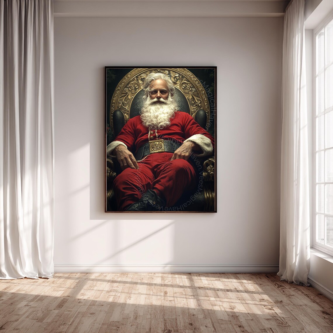 Gothic Santa Poster, Christmas Holiday Decor, Art Nouveau Style, Dark ...