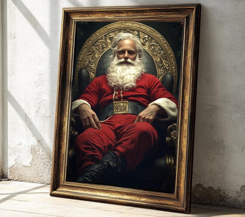 Gothic Santa Poster, Christmas Holiday Decor, Art Nouveau Style, Dark ...