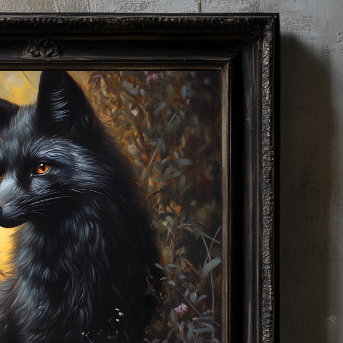 Black Fox Poster, Gothic Fox Wall Art, Dark Fantasy Animal Print ...