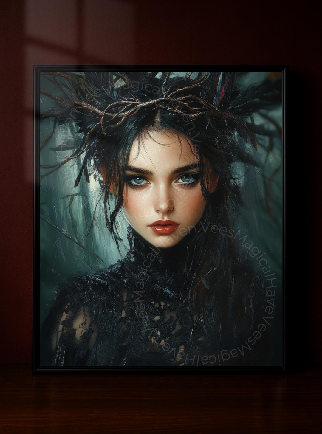 Dark Goddess Poster – Gothic Wall Art, Surreal Portrait, Whimsigoth ...