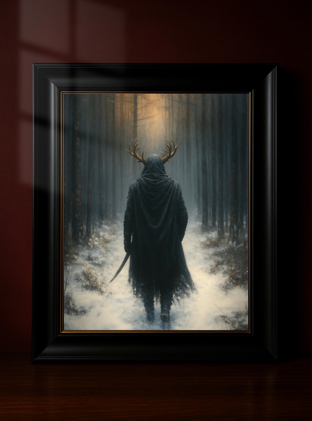 Druid in Snow Digital Download | Dark Fantasy Wall Art | Winter Forest ...