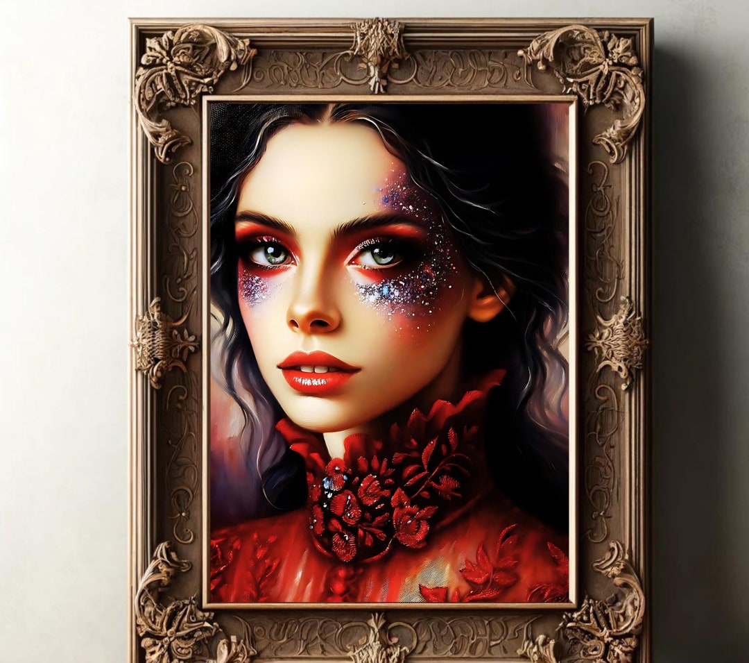 Red Vintage Vampire Wall Art, Dark Academia Vampire Decor, Gothic ...