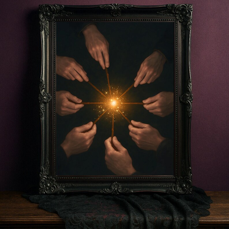 Wizard Hands Magic Circle Poster, Fantasy Witchcraft Wall Art, Dark ...