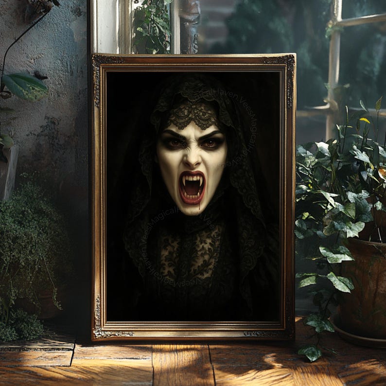 Vampire Wall Art, Gothic Horror Portrait, Dark Fantasy Print, Baroque ...