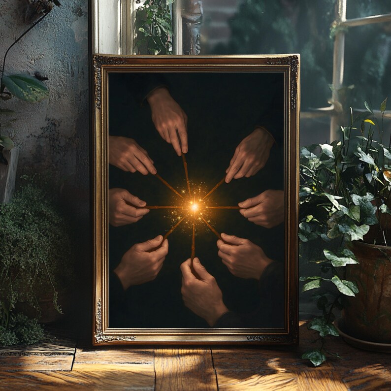 Wizard Hands Magic Circle Poster, Fantasy Witchcraft Wall Art, Dark ...