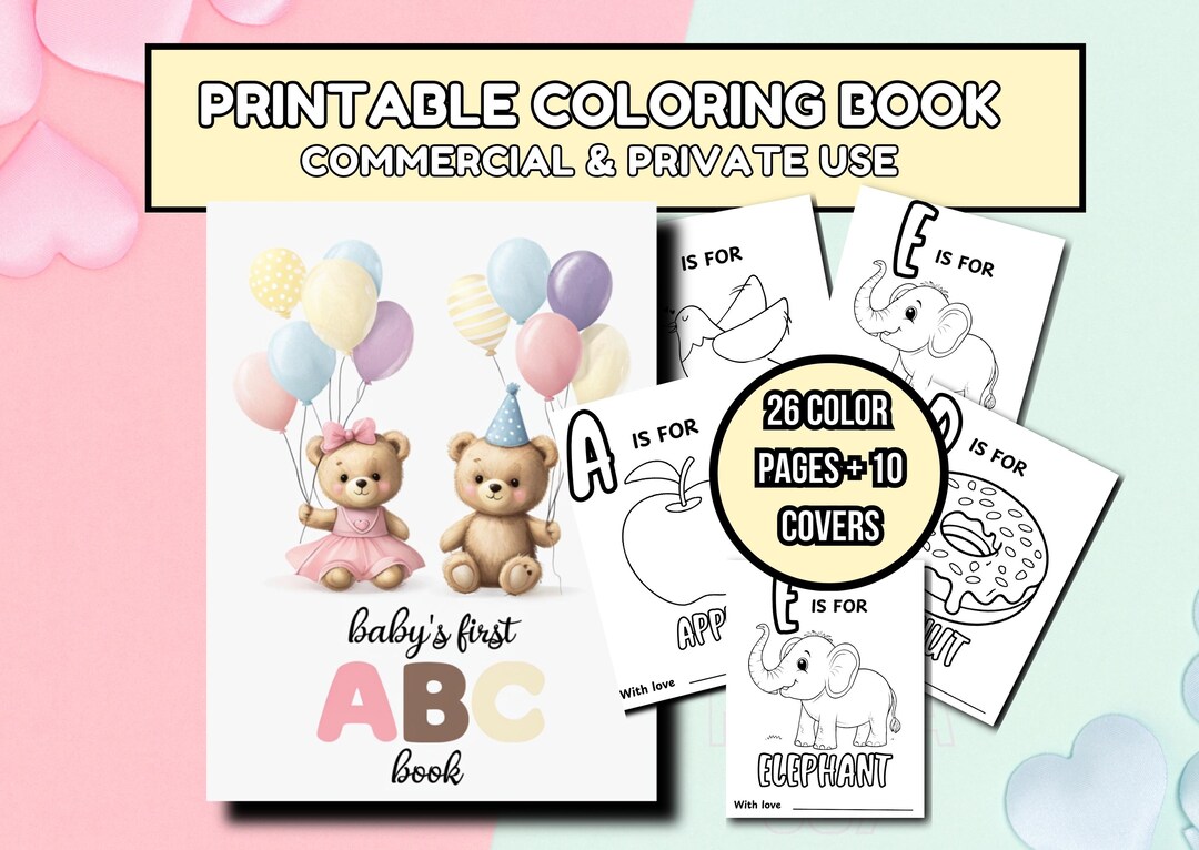 ABC Baby Shower Coloring Book Baby's First ABC Book Alphabet Theme ...