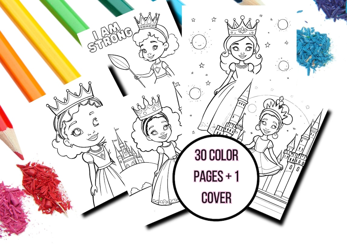 Princess Coloring Book: Young Black Girls, Crowns (commercial Use) (PDF ...
