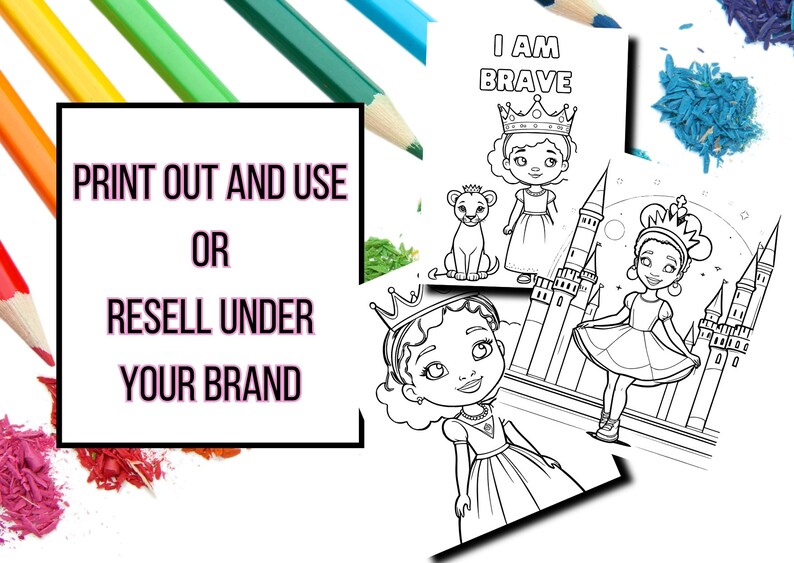 Princess Coloring Book: Young Black Girls, Crowns (commercial Use) (PDF ...