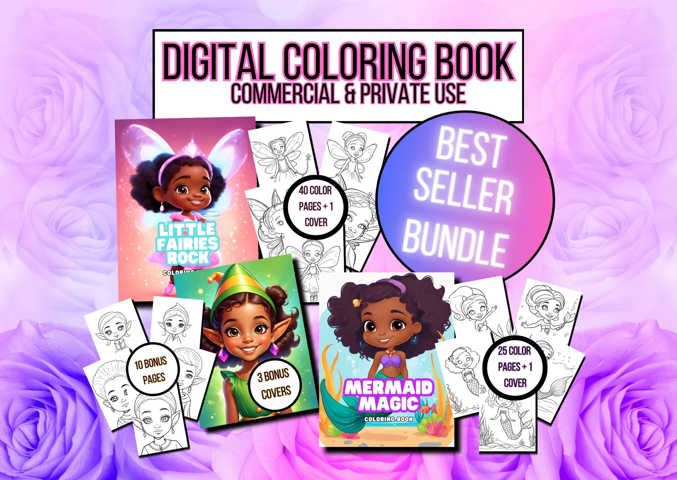 Coloring Book Black Girl Bestseller Bundle PLR Coloring Books for Kids ...