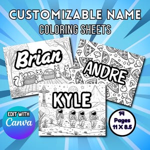 Customizable Name Coloring Pages: Activity Sheet Bundle (canva Template ...