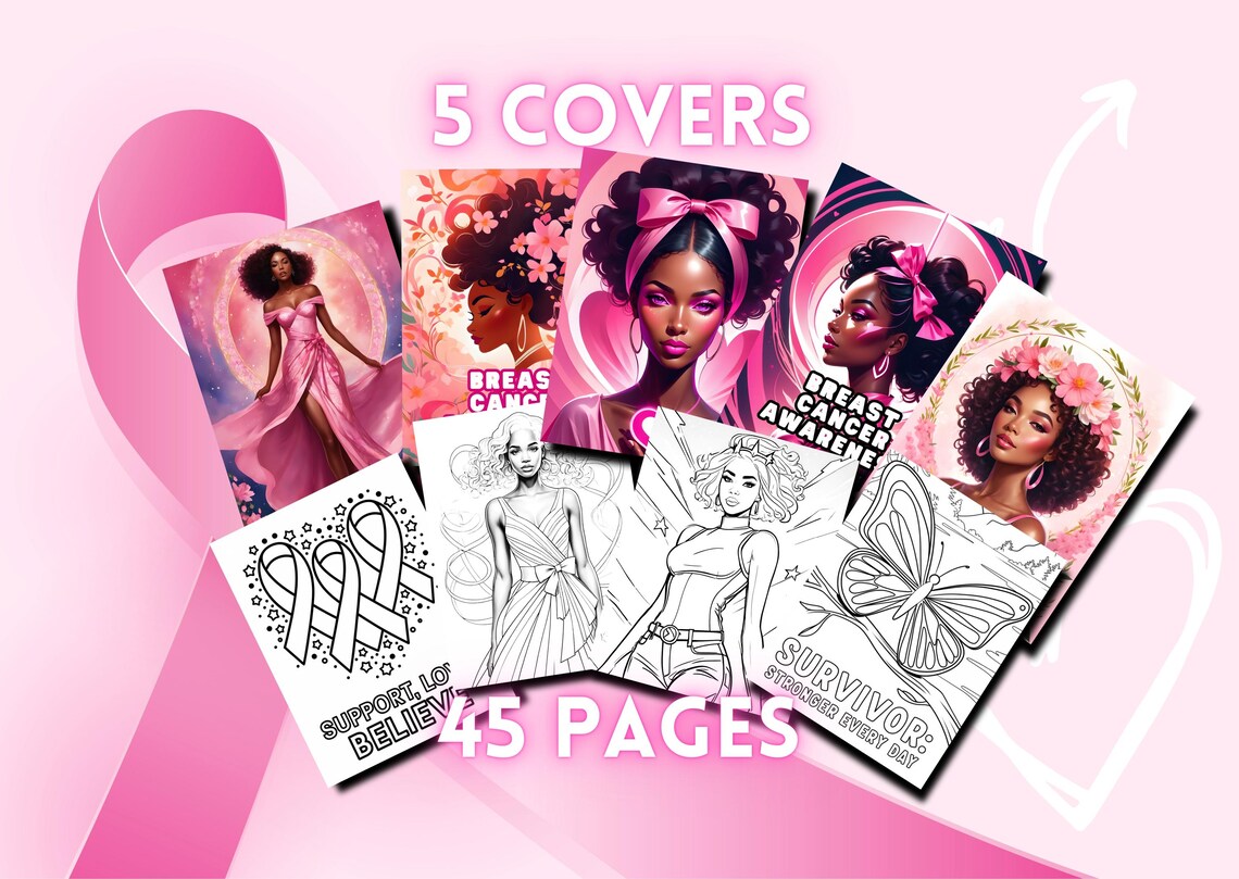 Breast Cancer Awareness Coloring Book: 45 PLR Pages (digital Download ...
