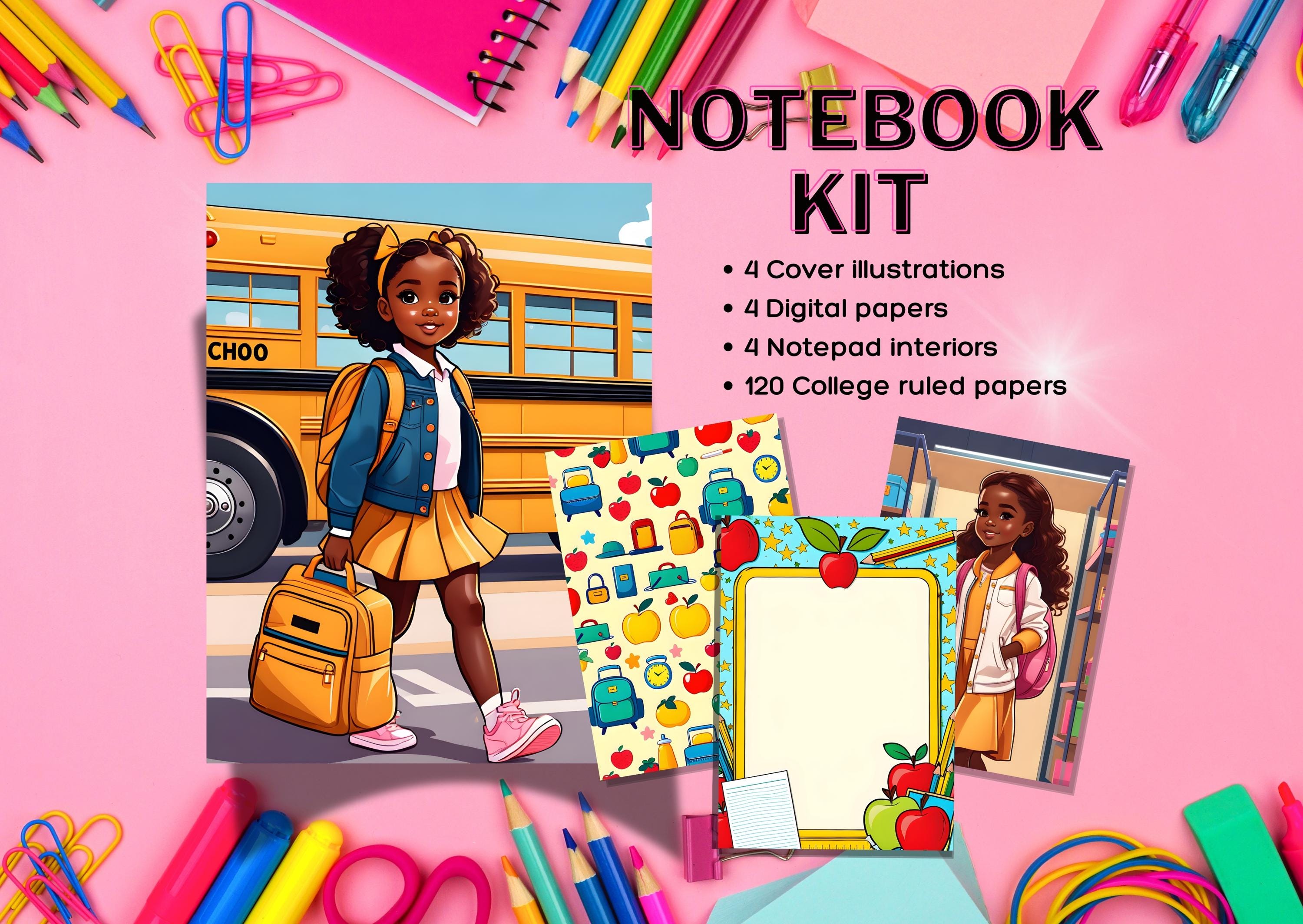 Black Girl Back to School Notebook Kit: Covers, Interiors, Patterns ...