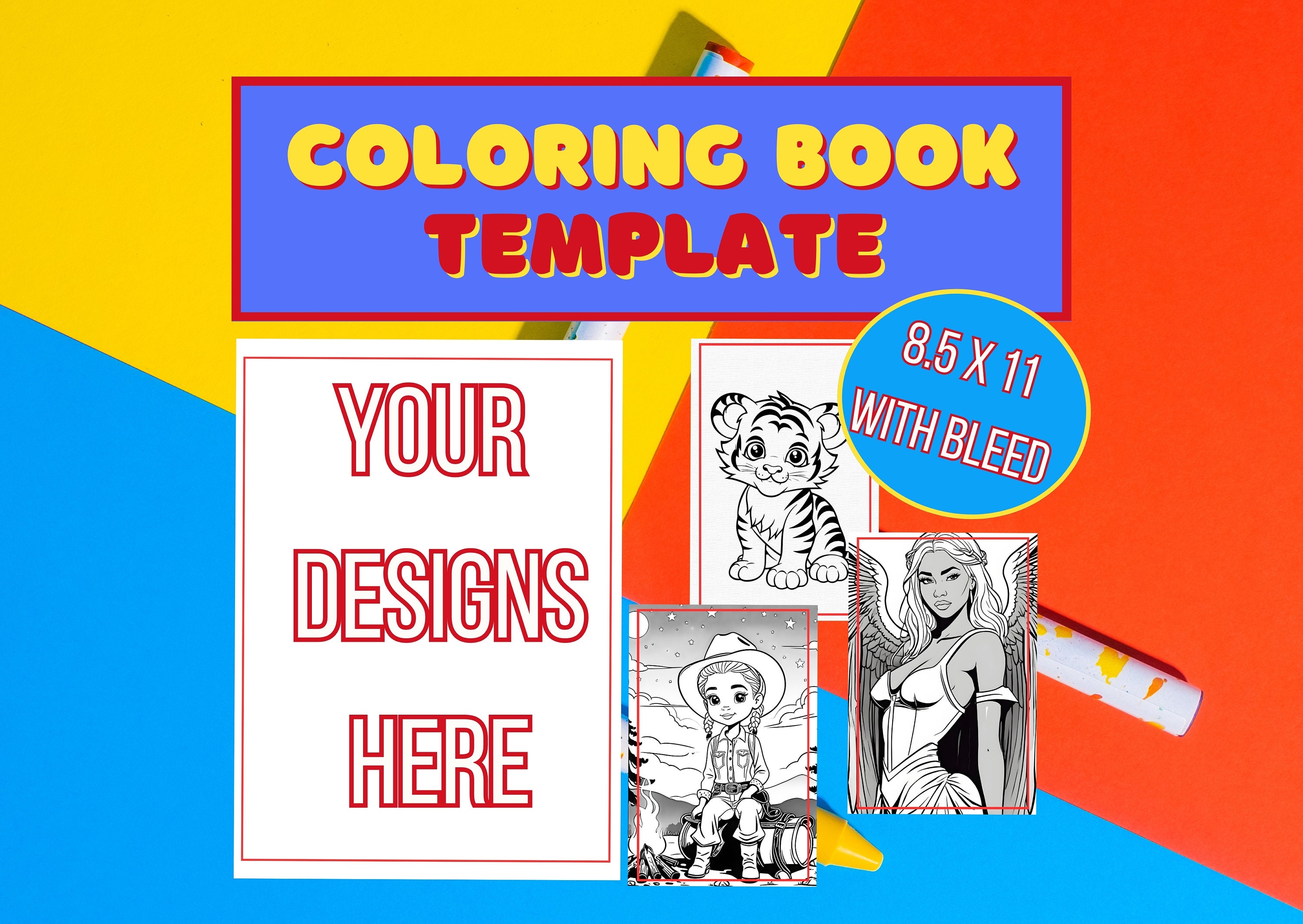 Coloring Book Template 8.5X11 With Bleed for KDP Interiors and Self ...