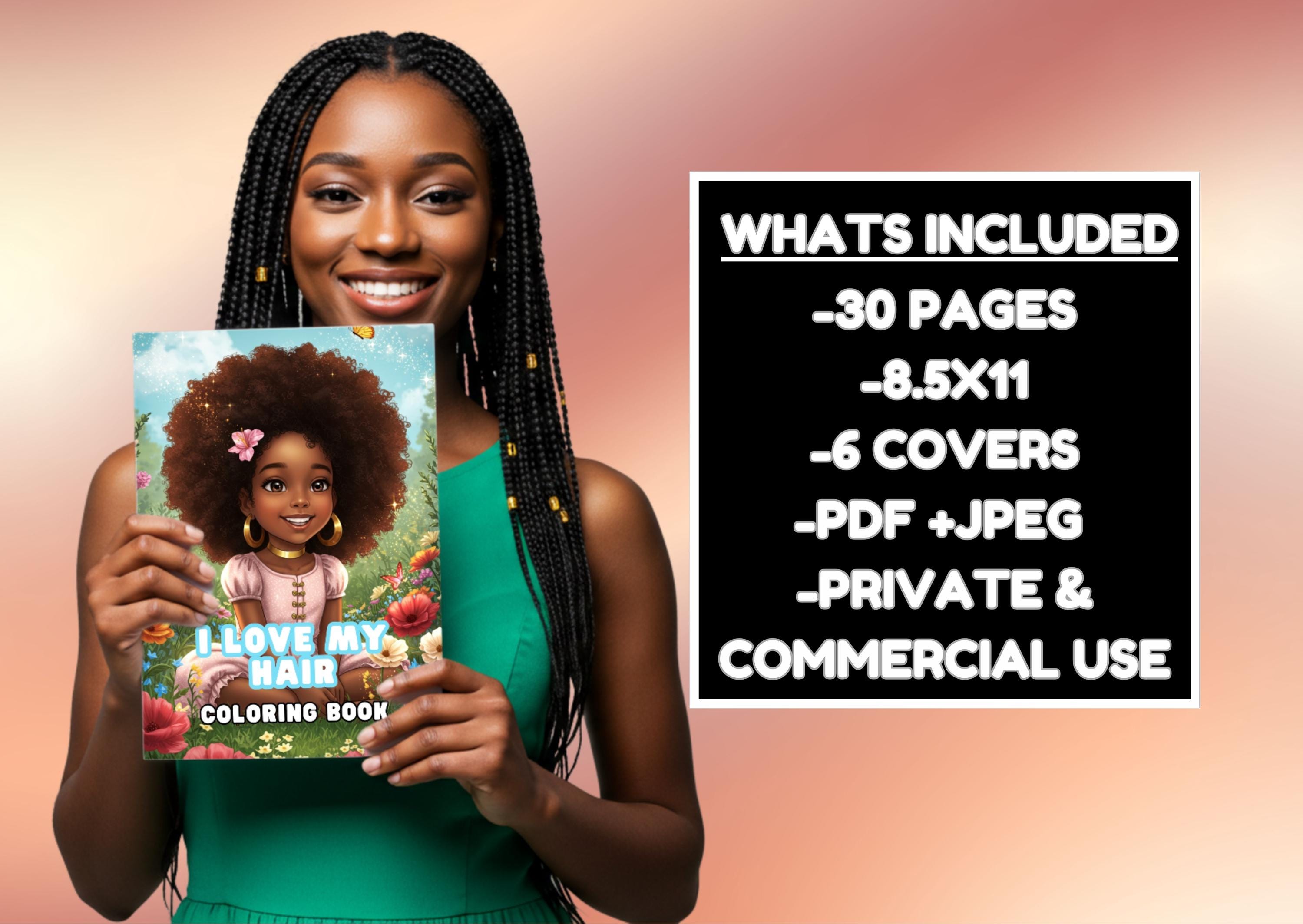Black Girl Hair Coloring Book: "i Love My Hair" Activity Pages (digital ...