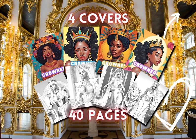 Black Queen Coloring Book: Melanin Girls, 70 Pages (digital Printable ...