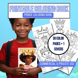 Black Boy Prince Coloring Book: Royal Adventures, KDP Commercial Use ...