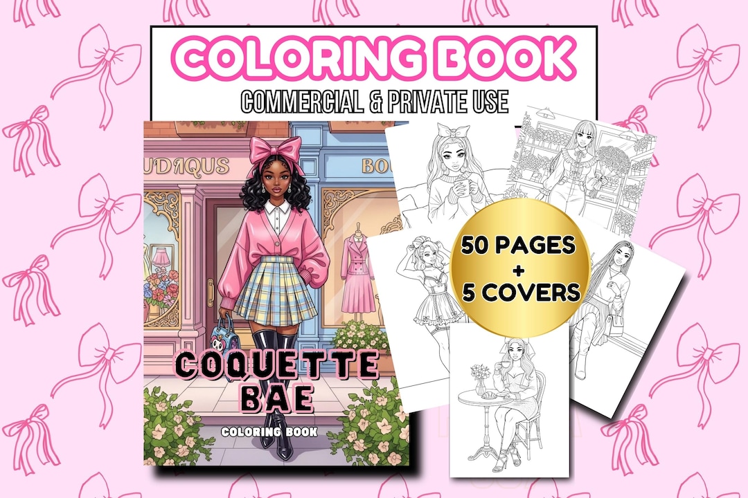 Coquette Bae Coloring Book | 50 Pages, 5 Covers (digital Download) - Etsy