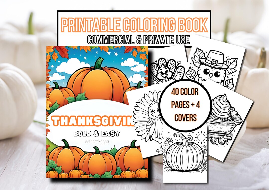 Thanksgiving Coloring Book Easy and Bold PLR Coloring Books KDP ...