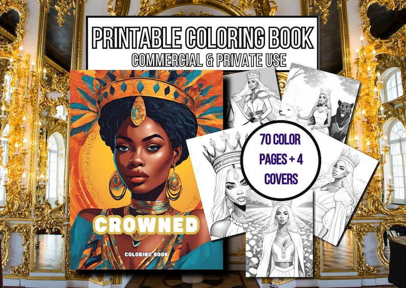 Black Woman Coloring Book Queen Adult and Kids PLR Coloring Pages ...