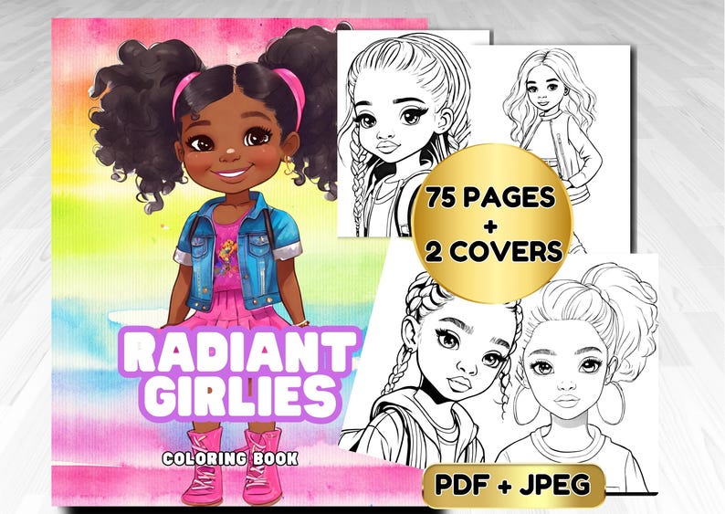 Black Girl Coloring Book PLR Coloring Activity Page Commercial Use KDP ...