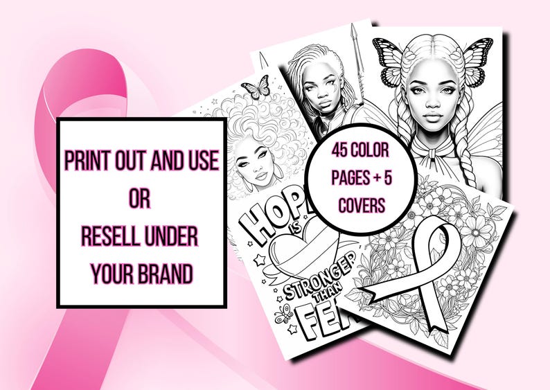 Breast Cancer Awareness Coloring Book: 45 PLR Pages (digital Download ...