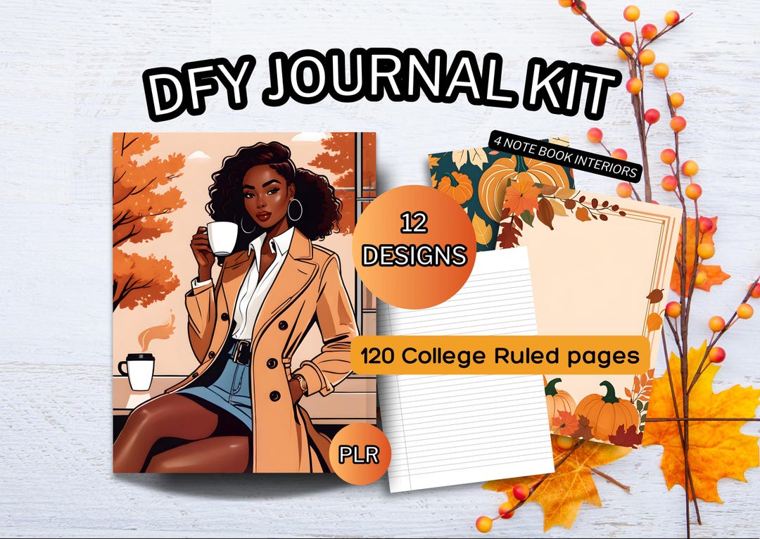 Printable Journal Covers Black Woman Autumn Journal and Notebook Kit ...