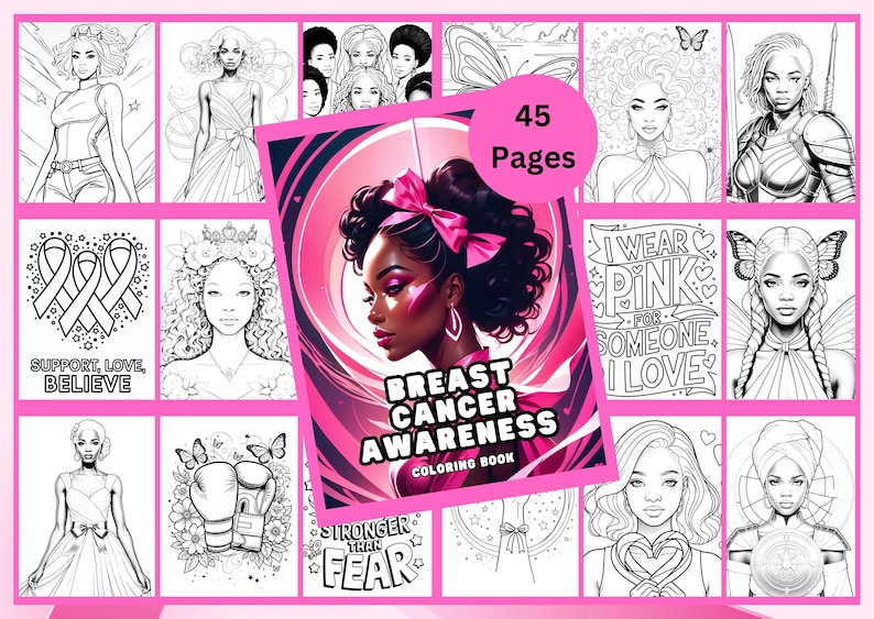 Breast Cancer Awareness Coloring Book: 45 PLR Pages (digital Download ...