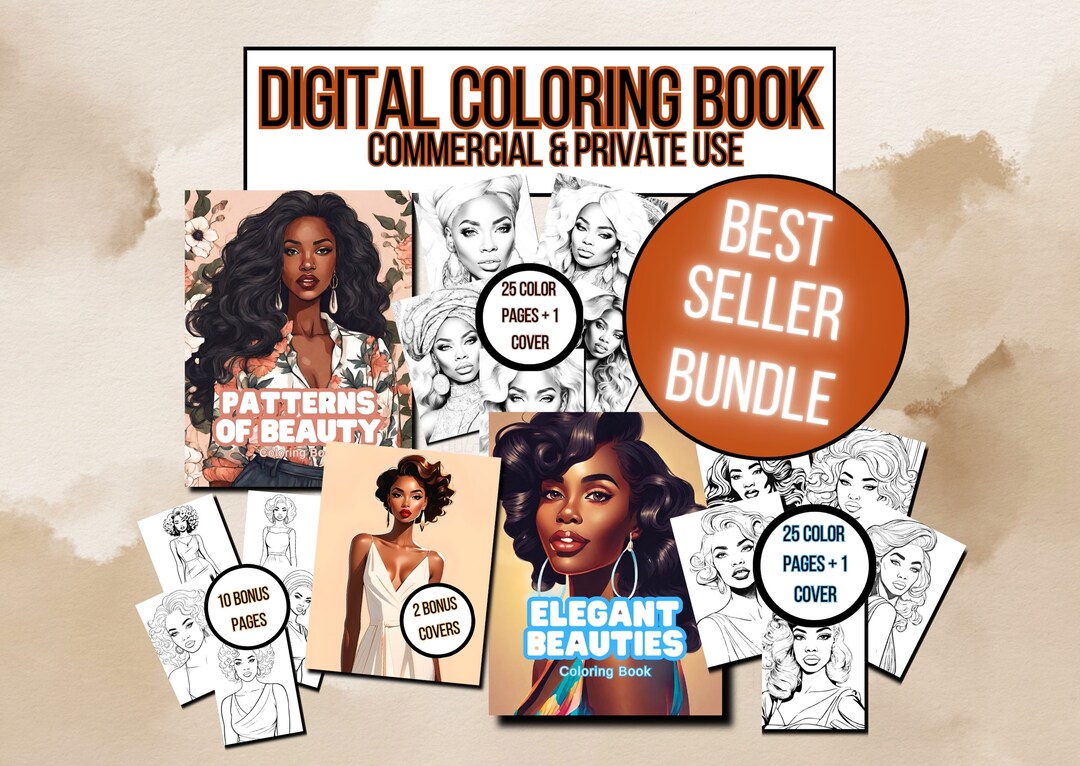Coloring Book Black Woman Bestseller Bundle PLR Coloring Books for ...