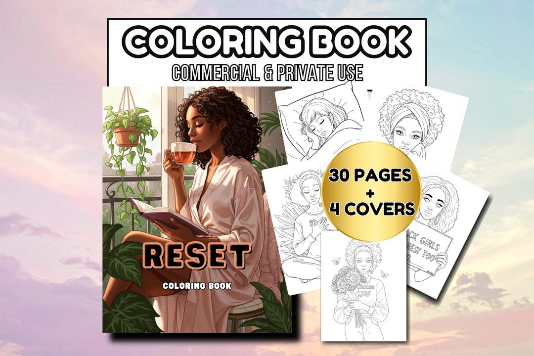 Reset Coloring Book for Women | 30 Afro Self-care Pages + 4 Covers ...
