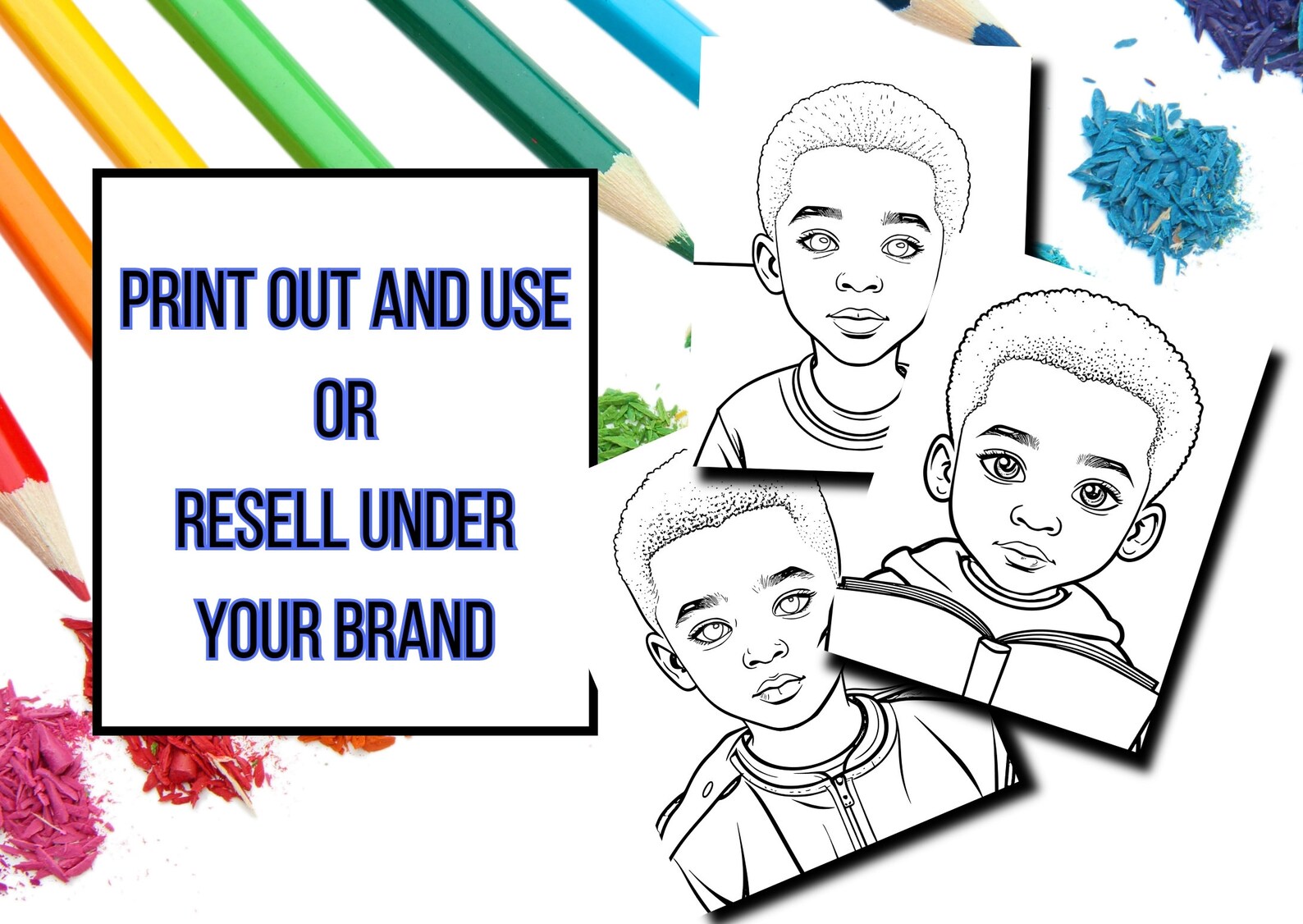 Black Boy Coloring Book PLR Coloring Page for KDP African American Boy ...