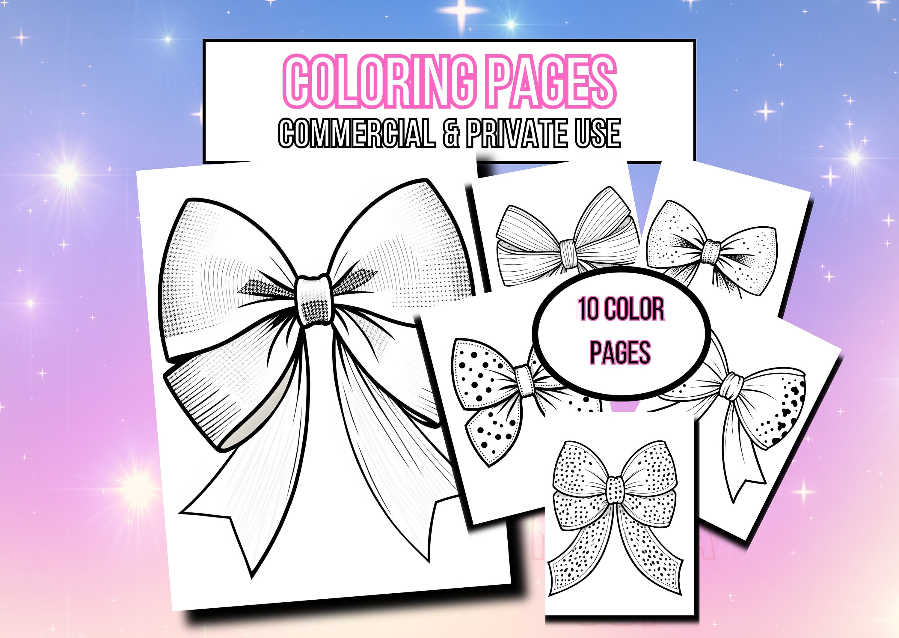 Coloring Pages Bow Bundle Coquette Bow Coloring Sheets Plr Commercial ...