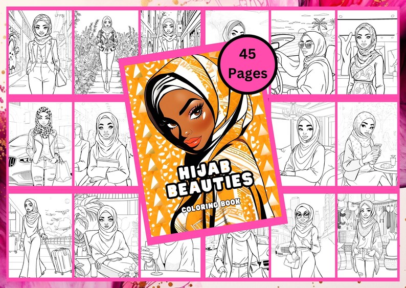 Hijab Beauties Coloring Book: African American Women (PLR, KDP Interior ...