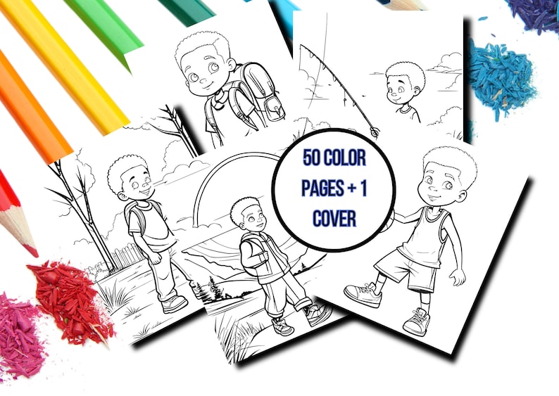 Black Boy Coloring Book PLR Coloring Page for KDP African American Boy ...