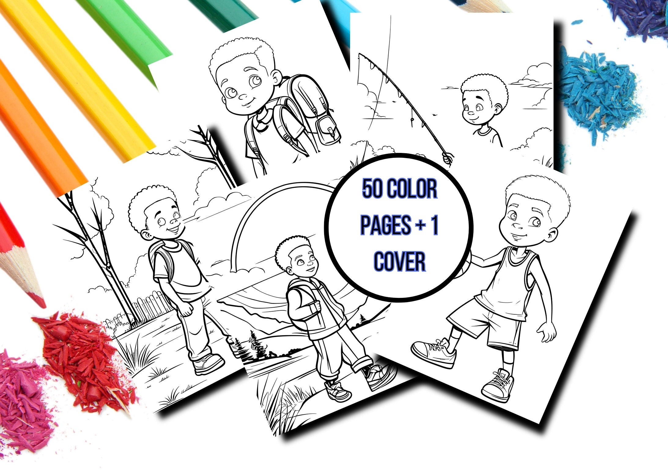 Black Boy Coloring Book PLR Coloring Page for KDP African American Boy ...