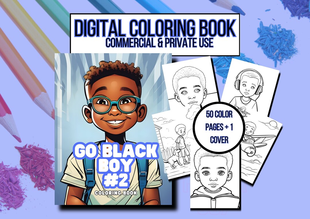 Black Boy Coloring Book PLR Coloring Page for KDP African American Boy ...