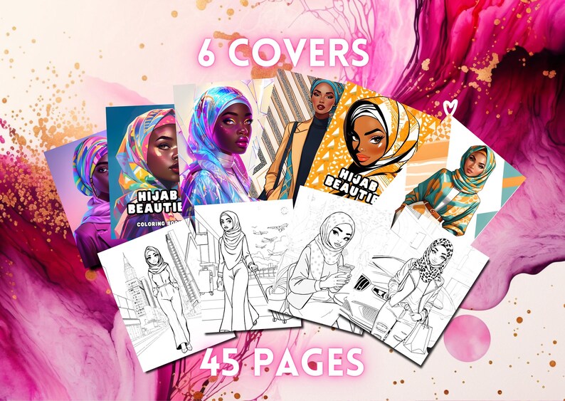 Hijab Beauties Coloring Book: African American Women (PLR, KDP Interior ...