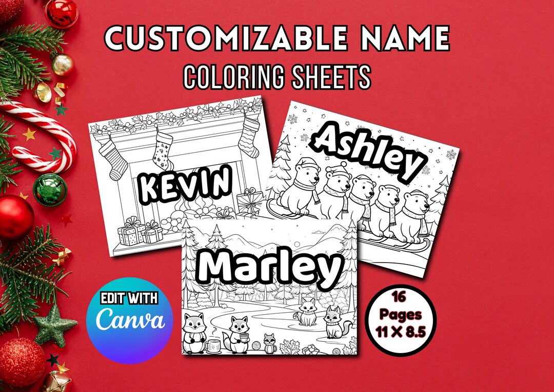 Personalized Christmas Name Coloring Pages, Holiday Kids Activity ...