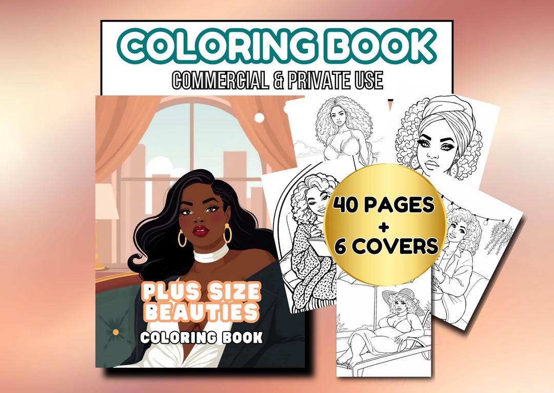 Plus Size Black Women Coloring Book: 40 Pages (commercial Use) (digital ...