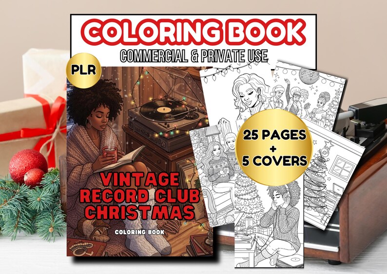 Vintage Record Club Christmas Coloring Book | Cozy Retro Holiday ...