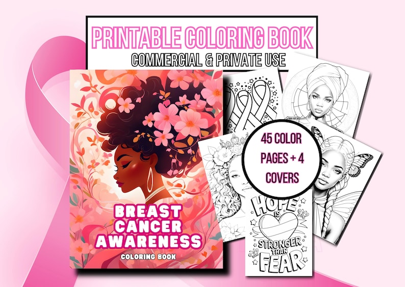 Breast Cancer Awareness Coloring Book: 45 PLR Pages (digital Download ...