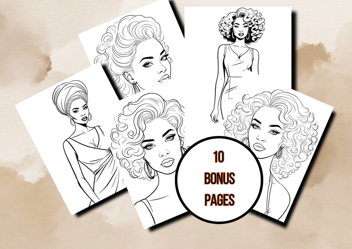 Coloring Book Black Woman Bestseller Bundle PLR Coloring Books for ...