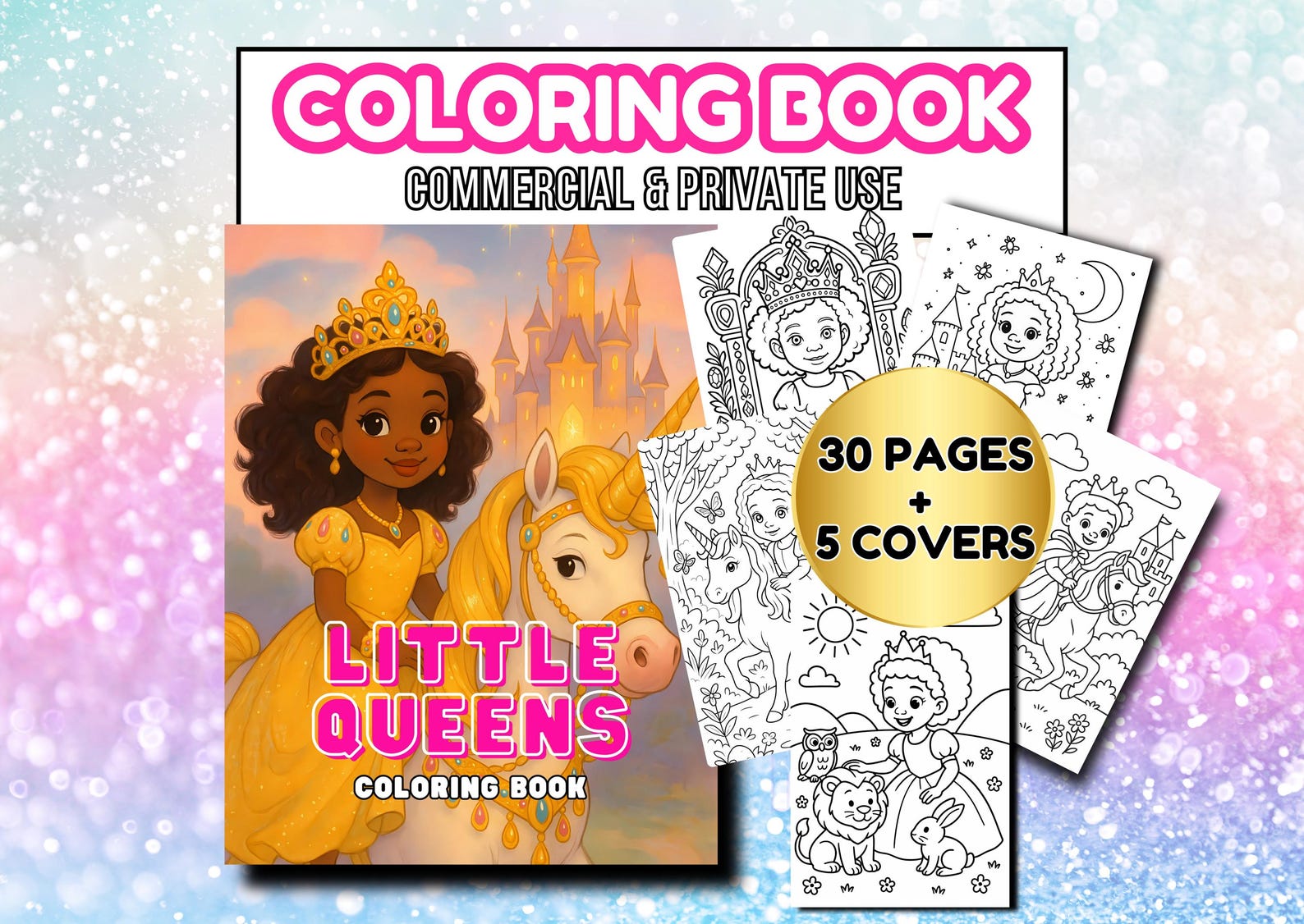 Black Princess Coloring Book: Little Queens Adventure (digital Download ...