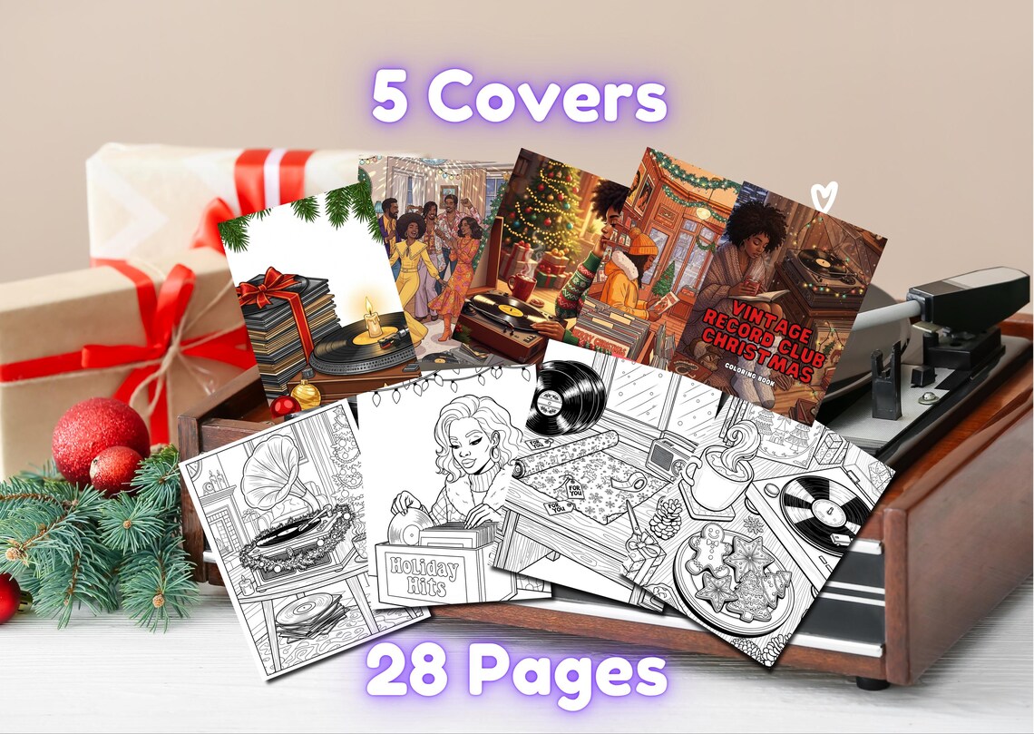 Vintage Record Club Christmas Coloring Book | Cozy Retro Holiday ...