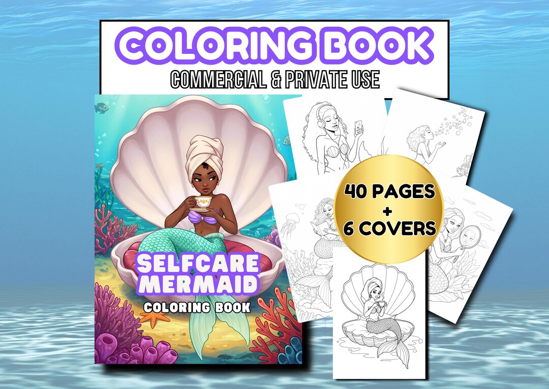 Selfcare Mermaid Coloring Book: Black Women, Teens & Adults (PLR ...