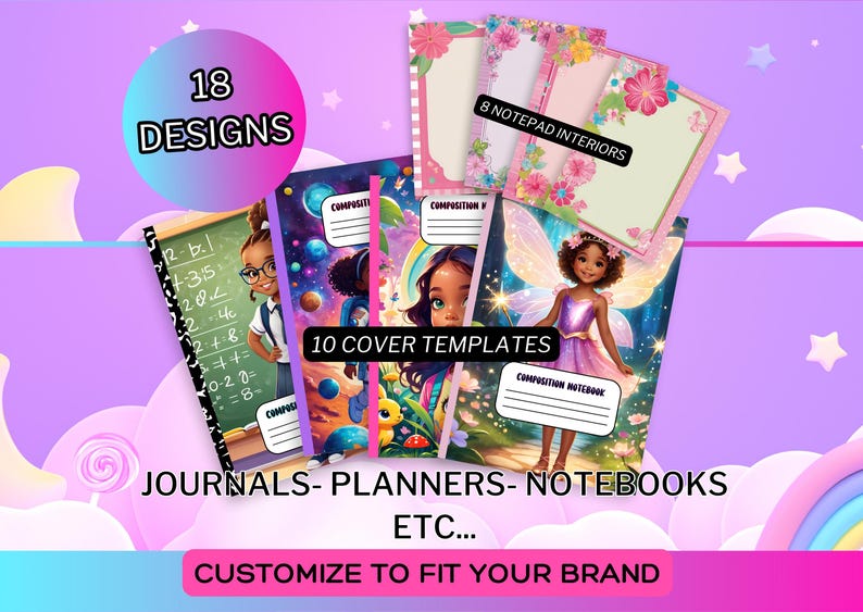 Composition Notebook Black Girl Cover Kit Journal Bundle 10 Covers and ...