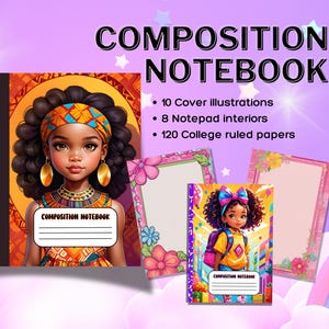 Composition Notebook Black Girl Cover Kit Journal Bundle 10 Covers and ...